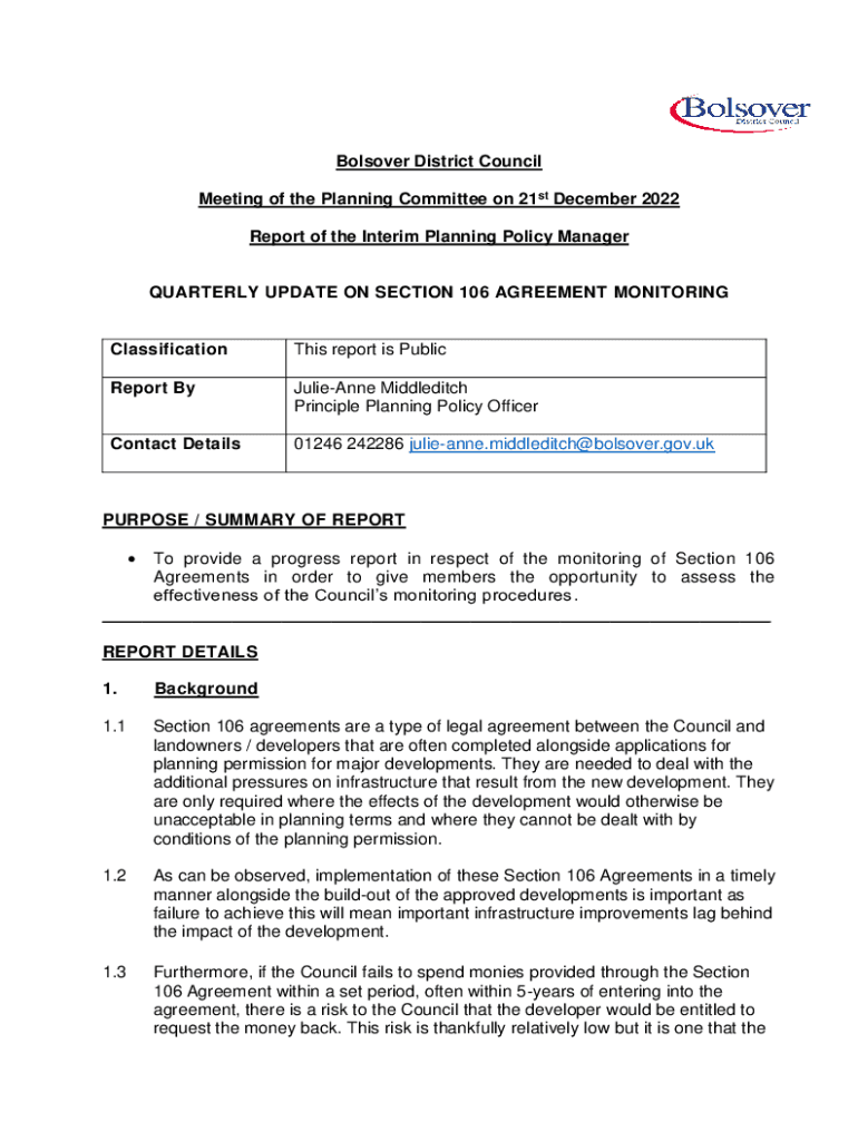 Fillable Online Section 106 Agreement monitoring and Annual ... Fax ...