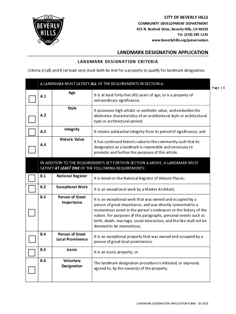 Fillable Online LANDMARK DESIGNATION APPLICATION Fax Email Print ...