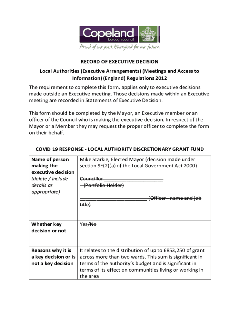 Fillable Online Decision Record Form Fax Email Print - pdfFiller