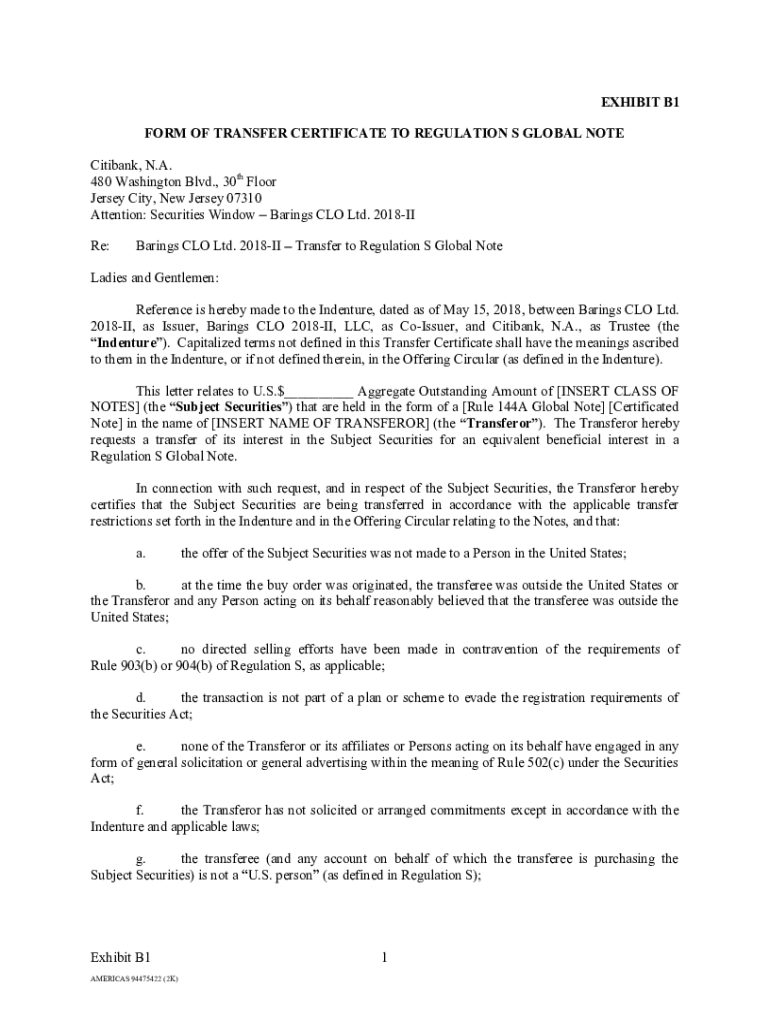 Fillable Online B1-1 EXHIBIT B1 FORM OF TRANSFEROR CERTIFICATE ... Fax ...
