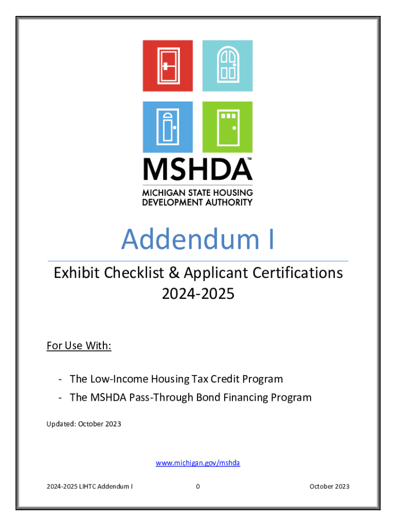 Fillable Online Fillable Online michigan Addendum I. Exhibit Checklist ...