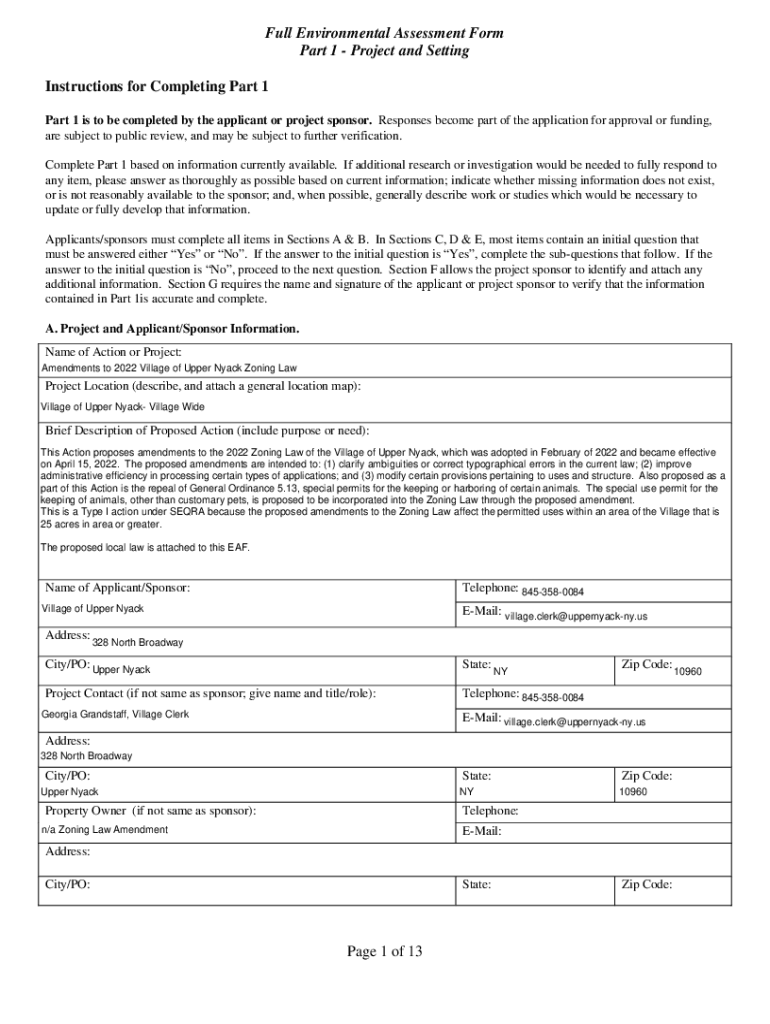 Fillable Online Page 1 of 14 Full Environmental Assessment Form Part 1 ...