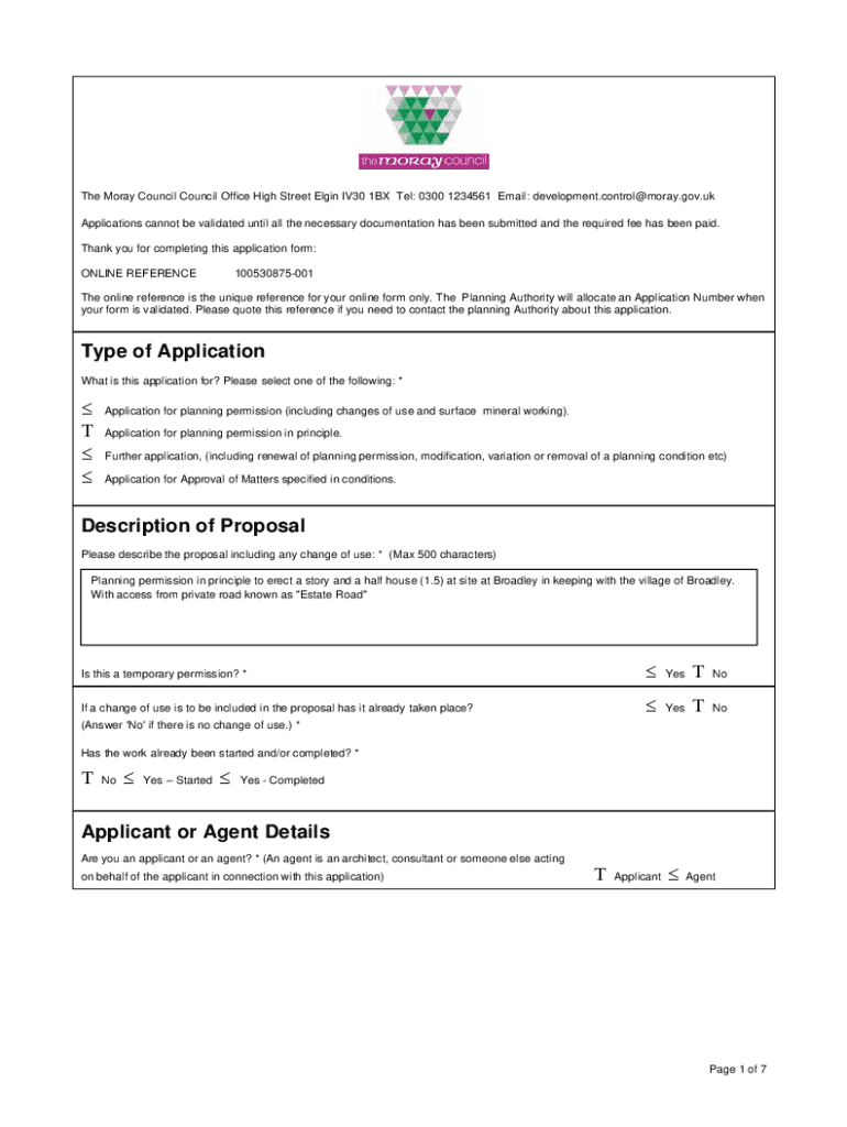 Fillable Online Planning permission in principle to erect a story and a ...