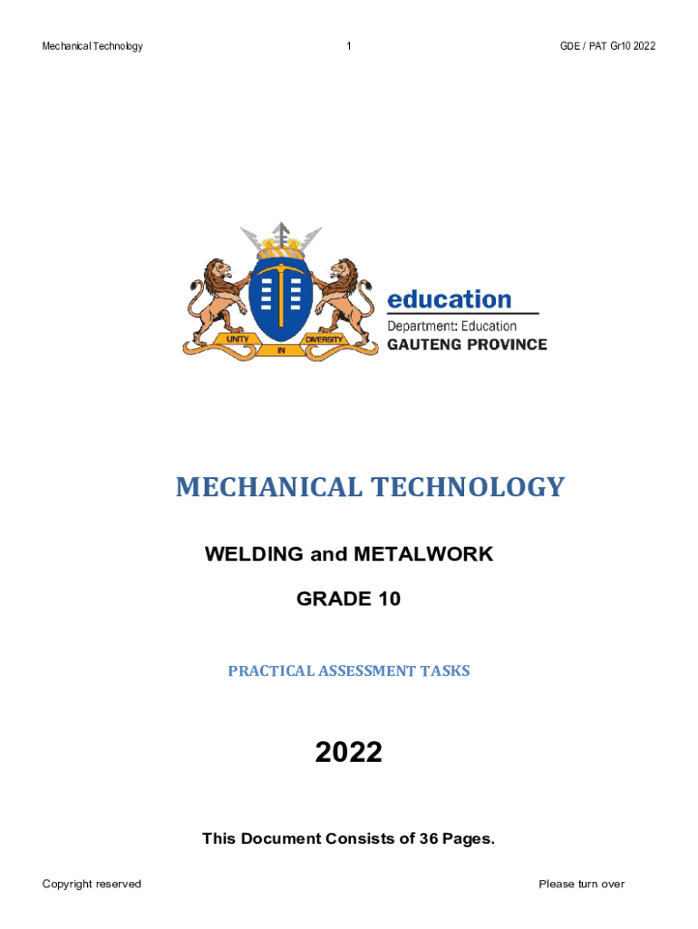 Fillable Online Welding & Metalwork Grade 10-11 PAT Tasks 2023 Fax Email Print - pdfFiller