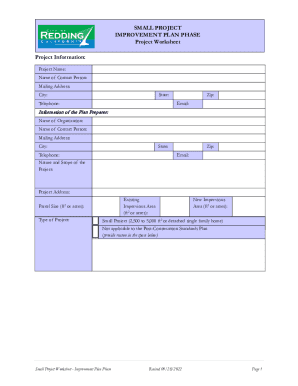 Fillable Online SMALL PROJECT IMPROVEMENT PLAN PHASE ... Fax Email ...