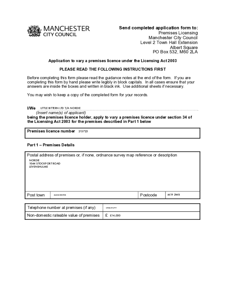 Fillable Online 11 Peter Street - Application for a Premises Licence ...