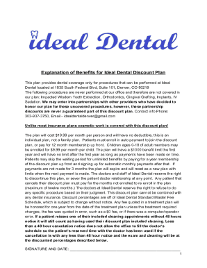 Fillable Online Explanation of Benefits for Ideal Dental Discount Plan ...