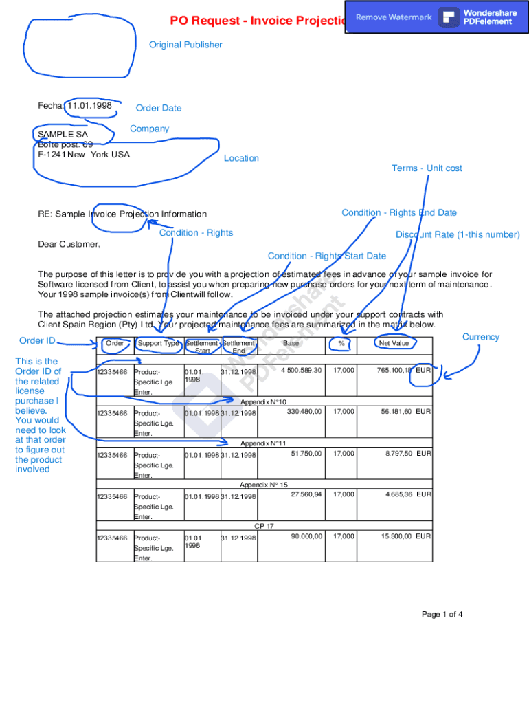 Fillable Online PO Request - Invoice Projection Fax Email Print - pdfFiller