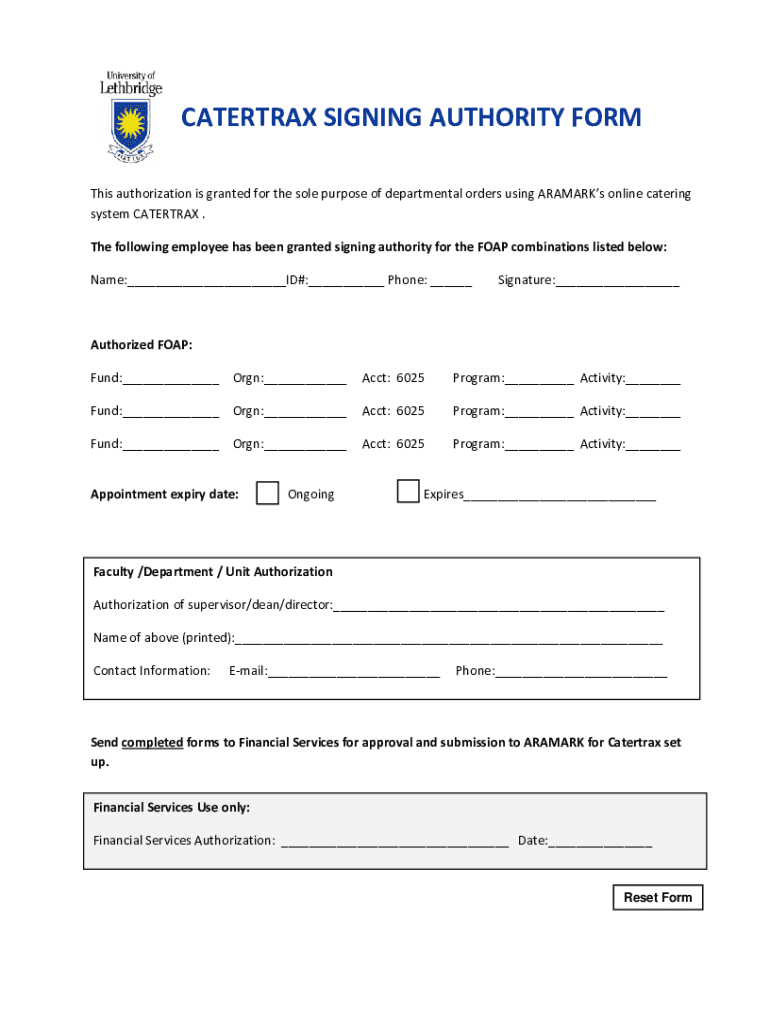Fillable Online Signing Authority Form - Fill Online, Printable ...