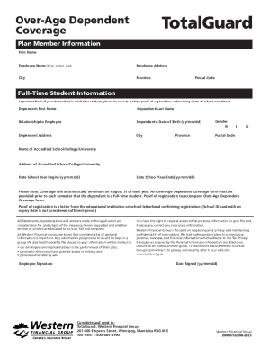 Fillable Online Request for Over-Age Dependent Coverage (Complete ...