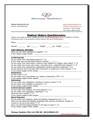 Fillable Online Health History Questionnaire & ExampleFree PDF ... Fax ...