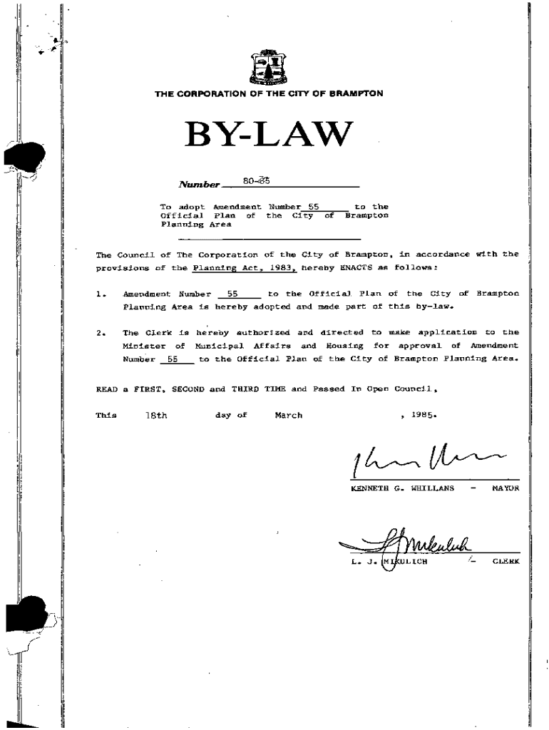 Fillable Online 80-85. Official Plan Amendment 55 land use designation ...
