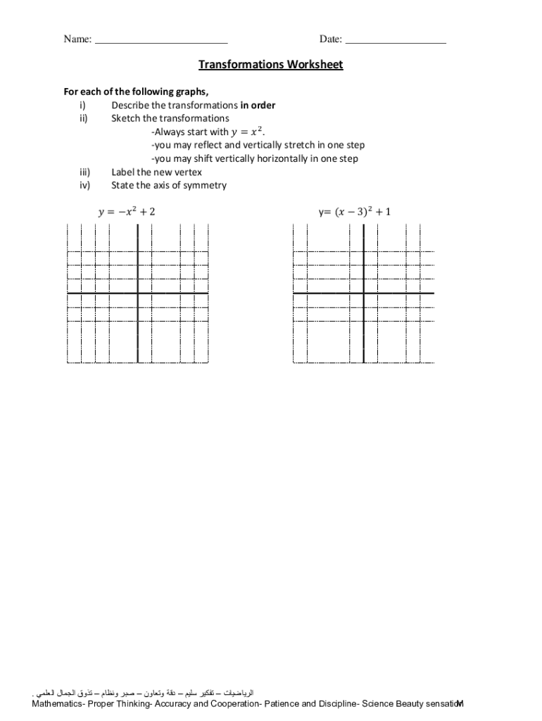 Fillable Online Lesson 4 - Transformations Worksheet.docx Fax Email ...