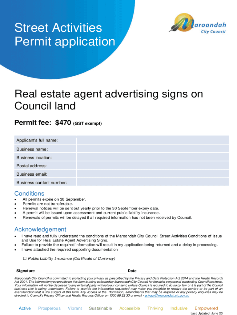 Fillable Online Street Activities Permit application Fax Email Print ...