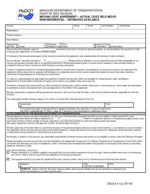 Fillable Online epg modot Moving Cost Agreement Actual Cost Self Move Form 236.8.6.11.C Fax ...