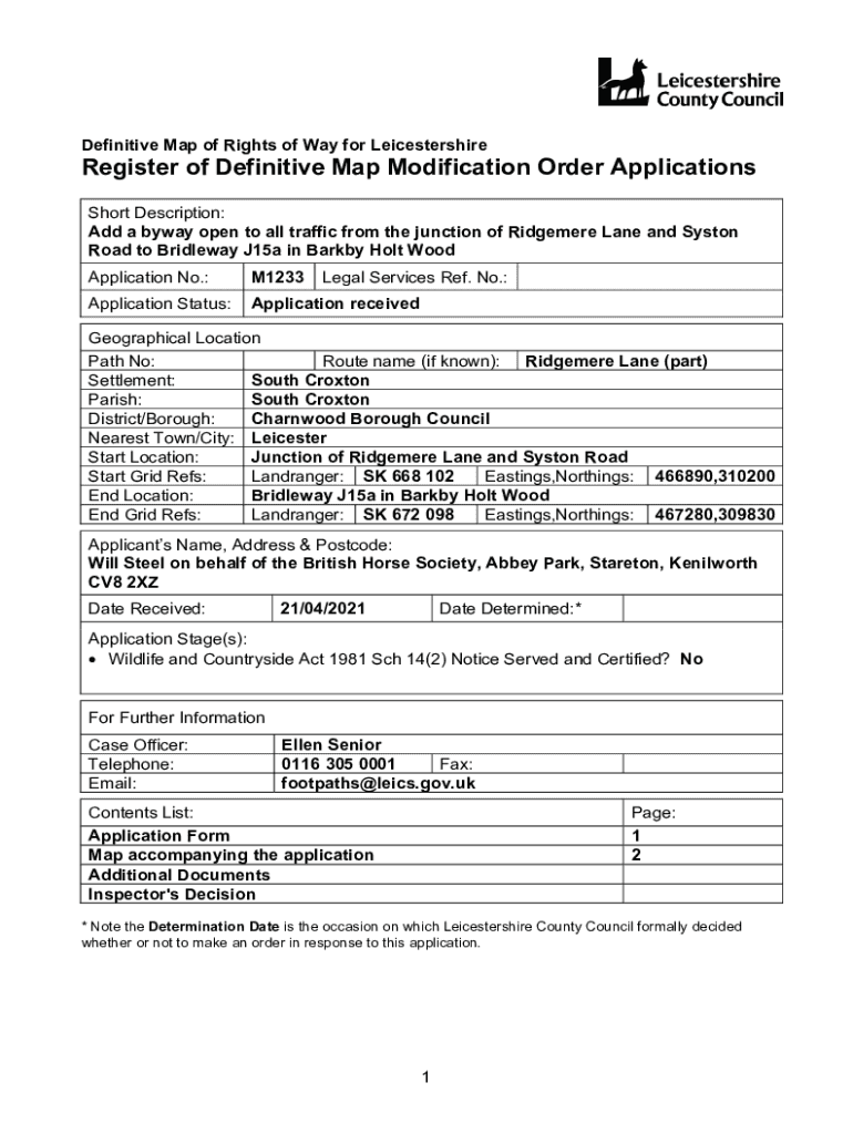 Fillable Online Schedule 14 Application for a Definitive Map M Fax ...