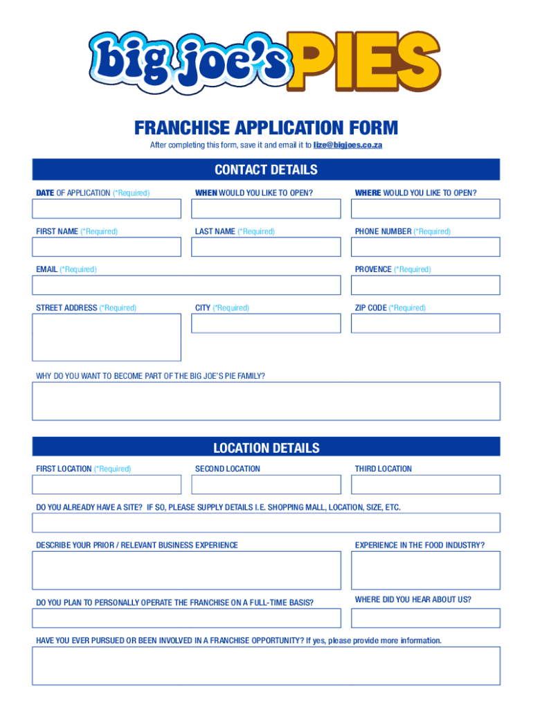 Fillable Online What You Can Expect From the Franchise Application ...