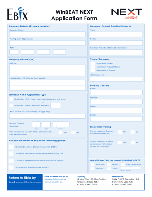 Fillable Online Ebix WinBEAT NEXT Application Form Fax Email Print ...