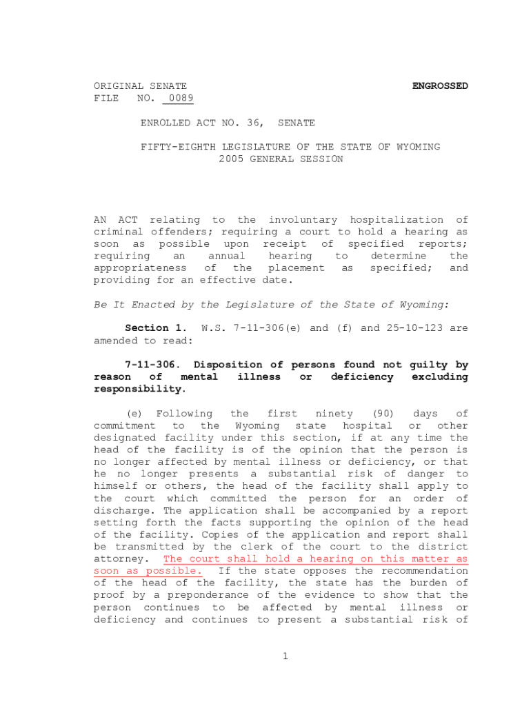 Fillable Online legisweb state wy Involuntary Hospitalization: The ...