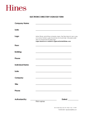 Fillable Online Electronic Directory Signage Form Fax Email Print ...