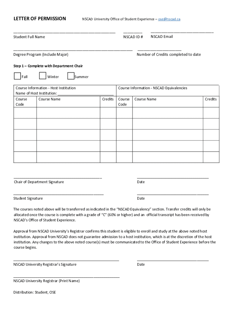 Fillable Online Letter of Permission for Halifax Universities - Nova ...