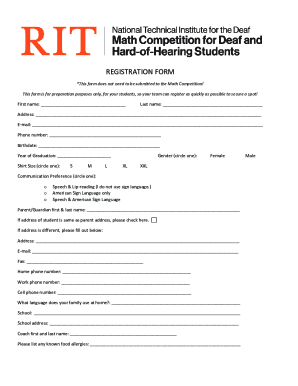 Fillable Online Math Competition Registration Form Fax Email Print ...