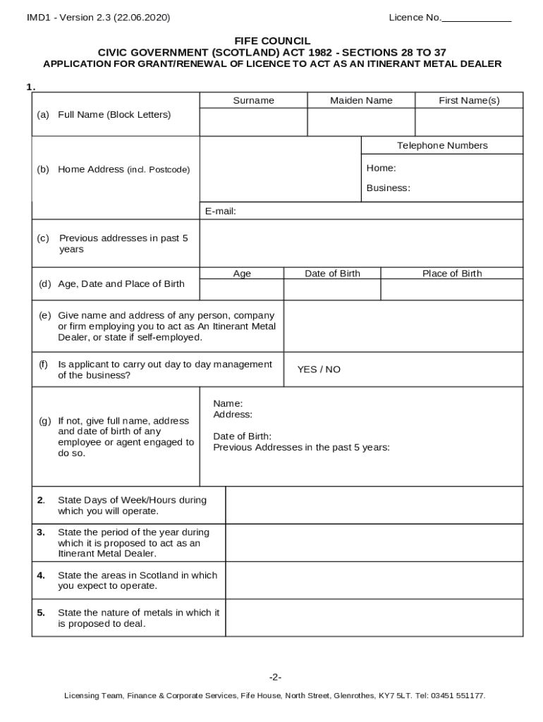 GUIDANCE NOTES for METAL DEALER'S LICENCES ... Doc Template | pdfFiller