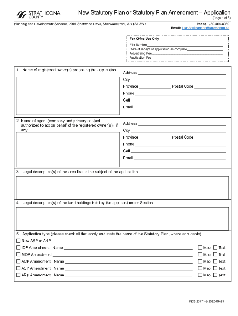 Fillable Online New Statutory Plan Or Statutory Plan Amendment ...
