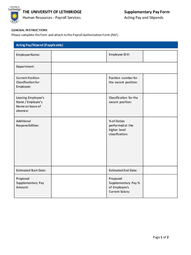 Fillable Online Supplementary Pay Form Fax Email Print - pdfFiller