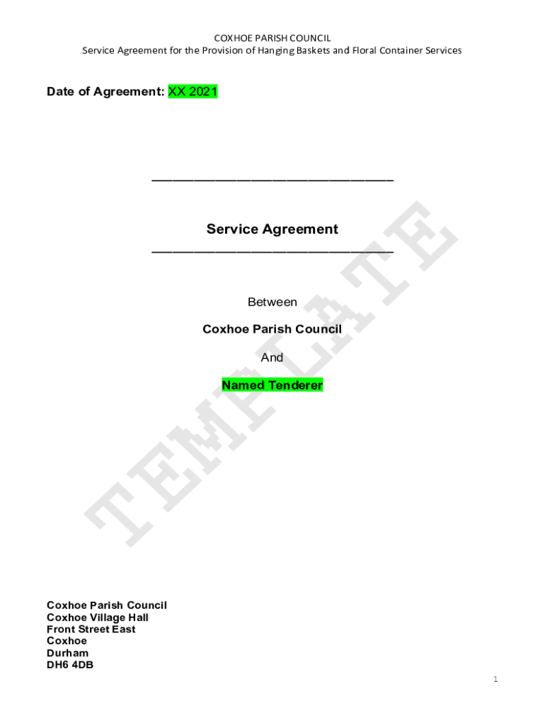 Fillable Online Tender Service Agreement Fax Email Print - pdfFiller