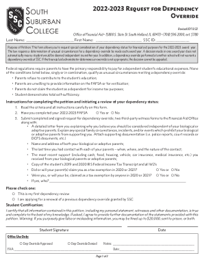 Fillable Online 2022-2023 Request for Dependency Fax Email Print - pdfFiller