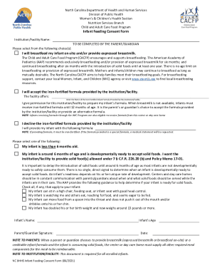 Fillable Online Infant Feeding Consent Form I will breastfeed my infant ...