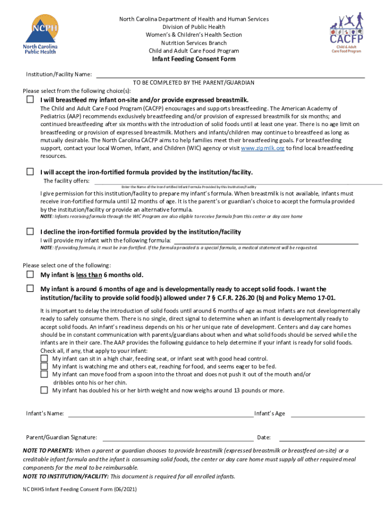 Fillable Online Infant Feeding Consent Form I will breastfeed my infant ...