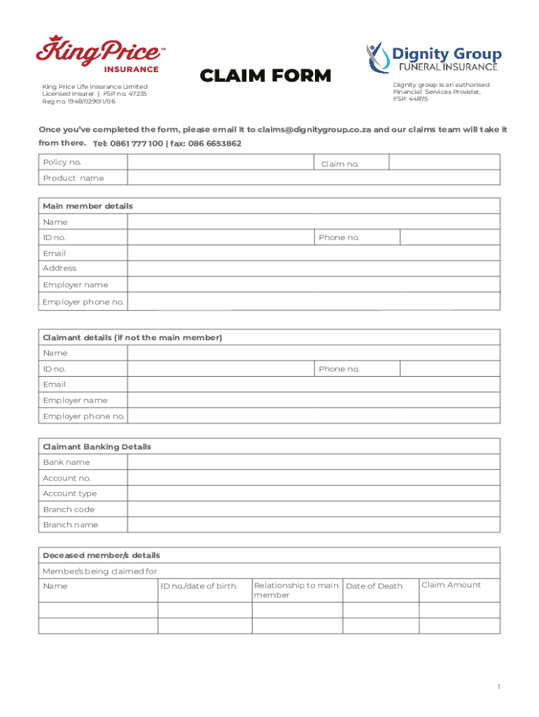 Fillable Online Dignity Life Death Claim Form Fax Email Print - pdfFiller