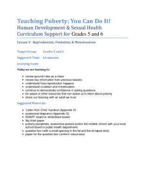 Fillable Online Teacher's Guide: Puberty (Grades 6 to 8) Fax Email ...