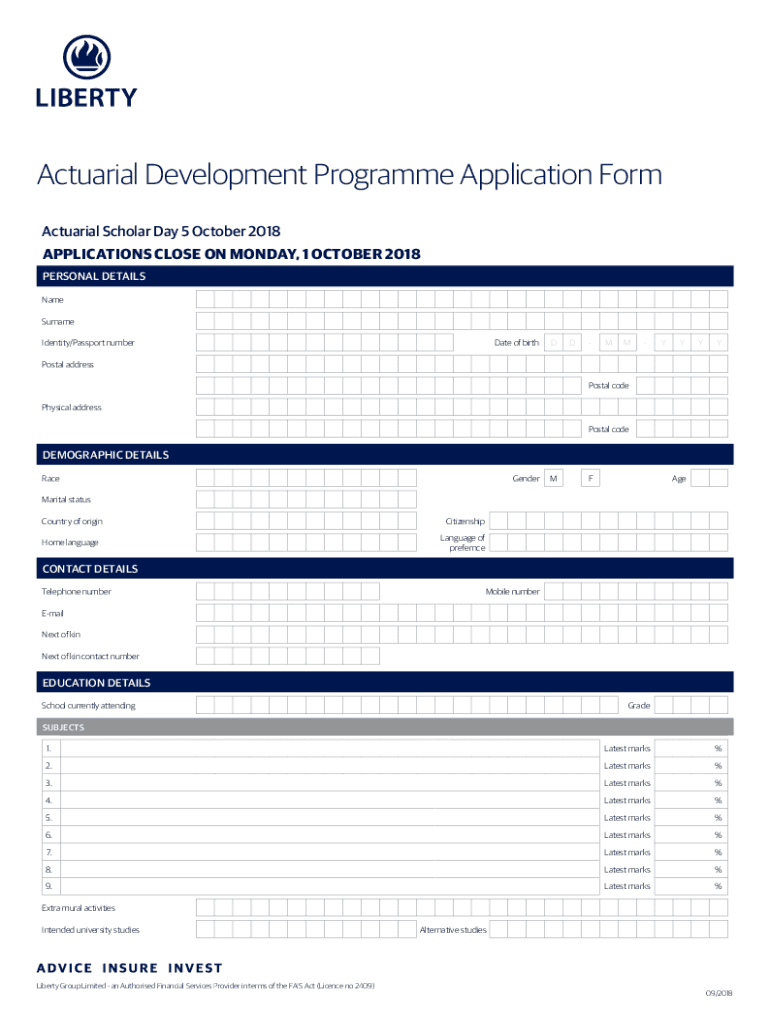 Fillable Online Actuarial Development Programme Application Form Fax Email Print - pdfFiller