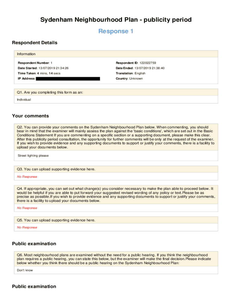 Fillable Online Reviewed Chinnor Neighbourhood Plan - publicity period ...