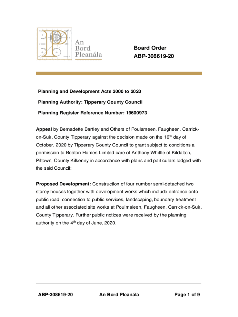 Fillable Online Planning Authority: Tipperary County Council Fax Email ...