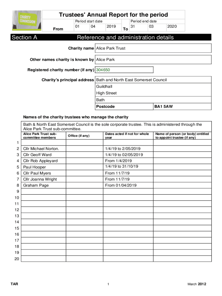 Fillable Online Trustees' Annual Report and Statement of Financial ...