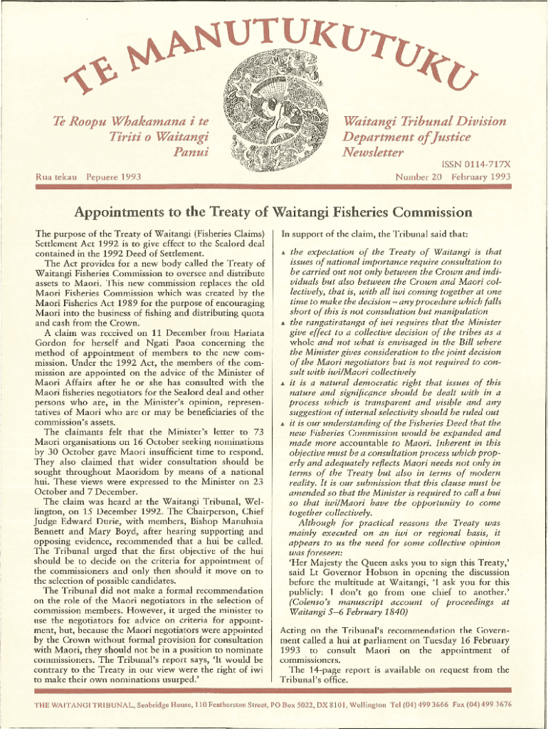 Fillable Online New Zealand Maori Claims to Fisheries Resources Fax Email Print - pdfFiller