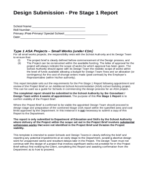 Design Submission - Pre Stage 1 Report Doc Template | pdfFiller