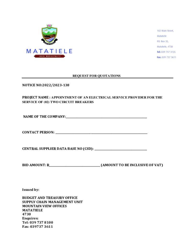 Fillable Online TENDER NOTICE Bid Documents will be available at the ...