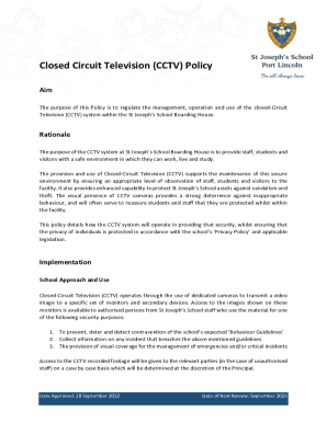 Fillable Online CLOSED CIRCUIT TELEVISION (CCTV) POLICY AND ... Fax ...