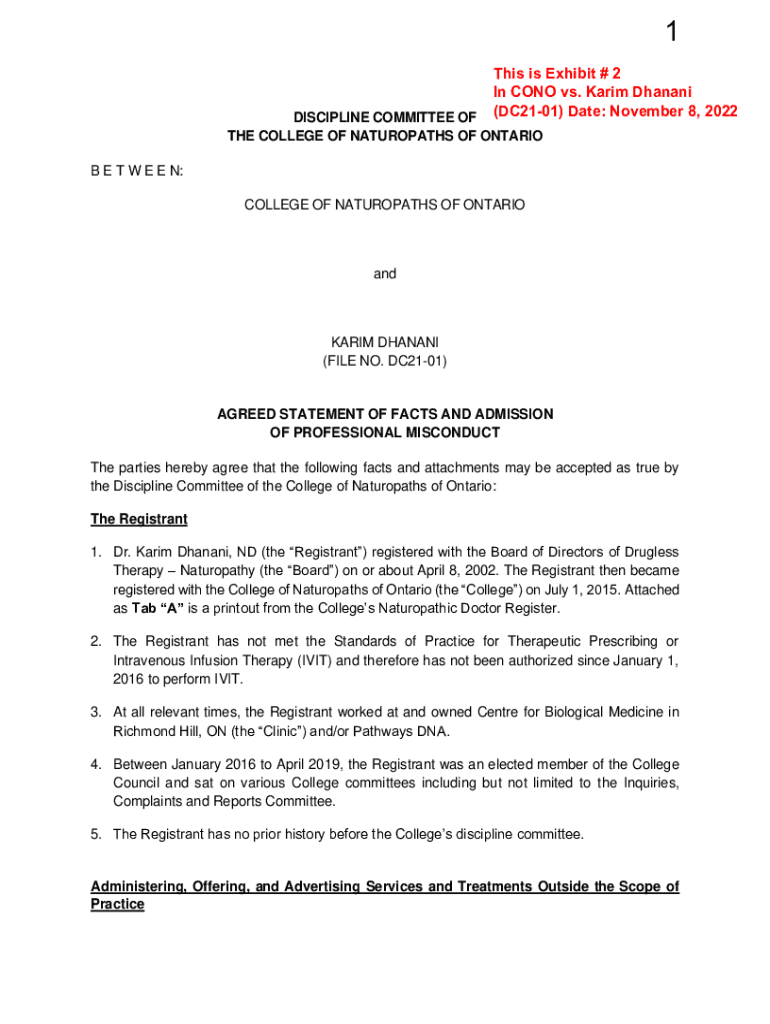 Fillable Online Exhibit No. 2 - Agreed Statement of Facts DC21-01 Fax ...