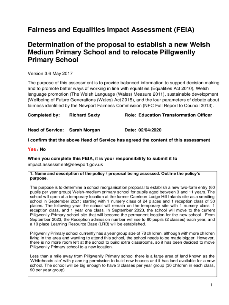 Fillable Online democracy newport gov Fairness and Equality Impact ...