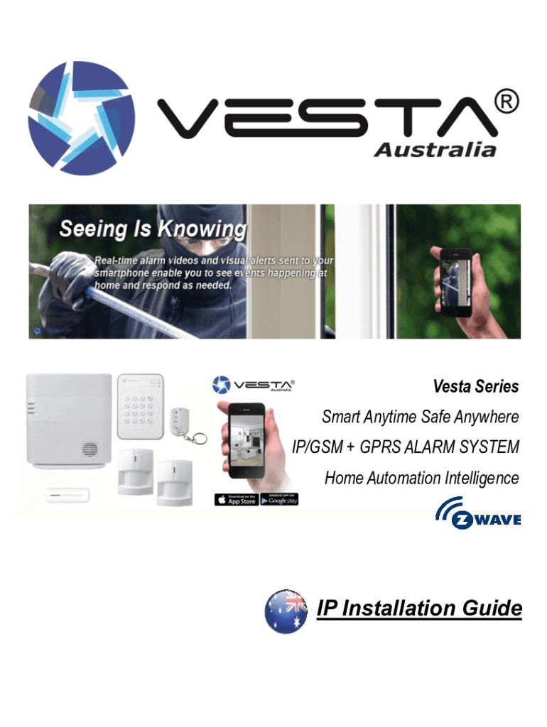Fillable Online Vesta Smart Home Security Alarm System Installation ...
