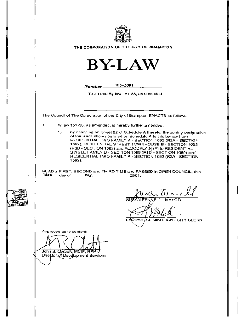 Fillable Online 125-2001. Zoning designation to Residential Single Two ...