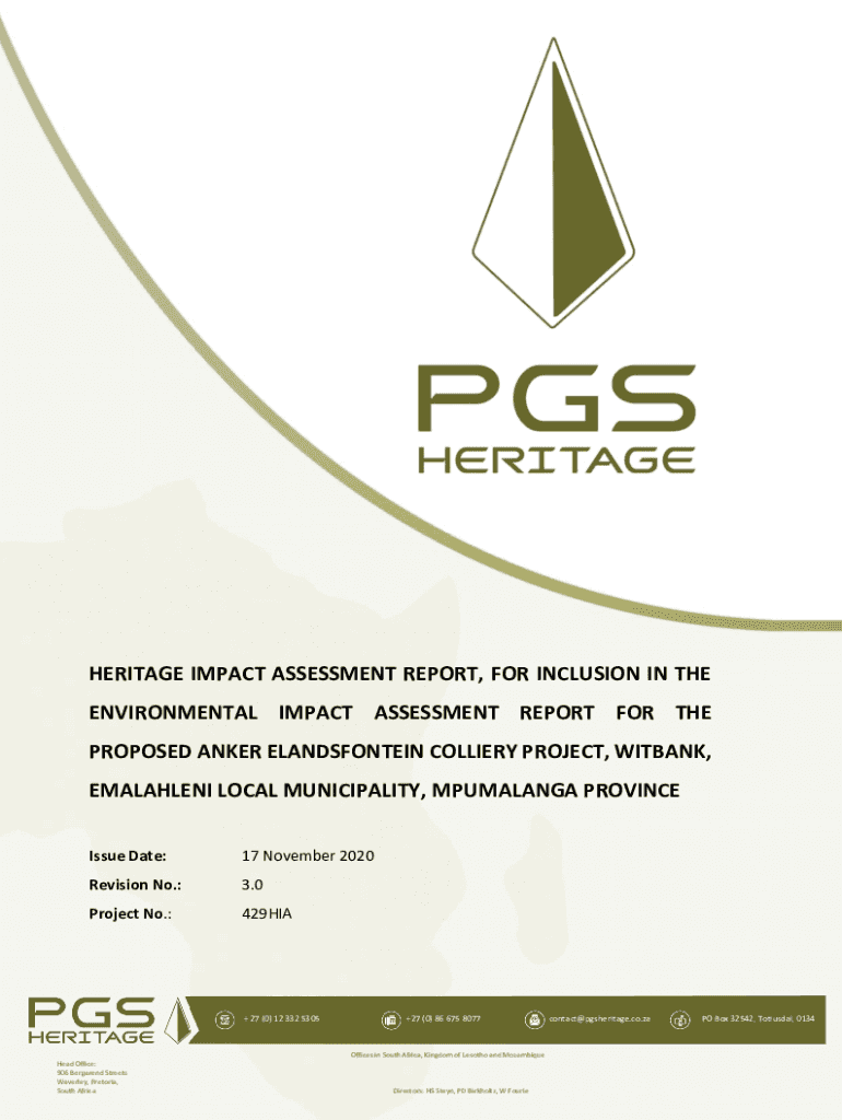 Fillable Online heritage impact assessment report, for inclusion in the ...