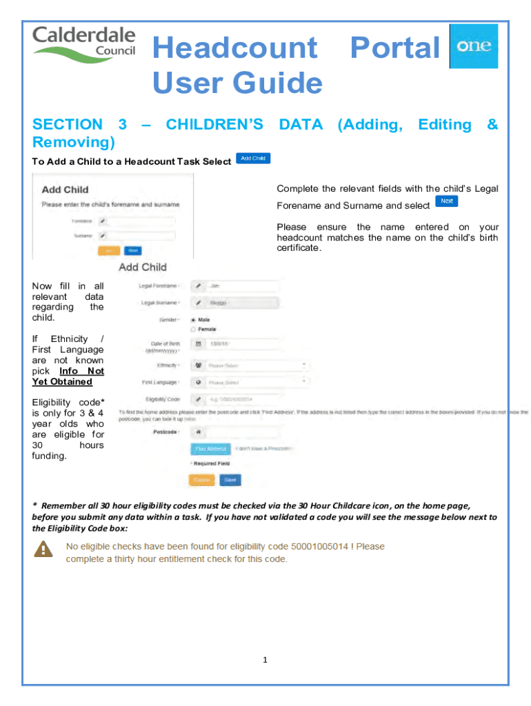 Fillable Online provider portal headcount and EYPP user guide. Fax ...