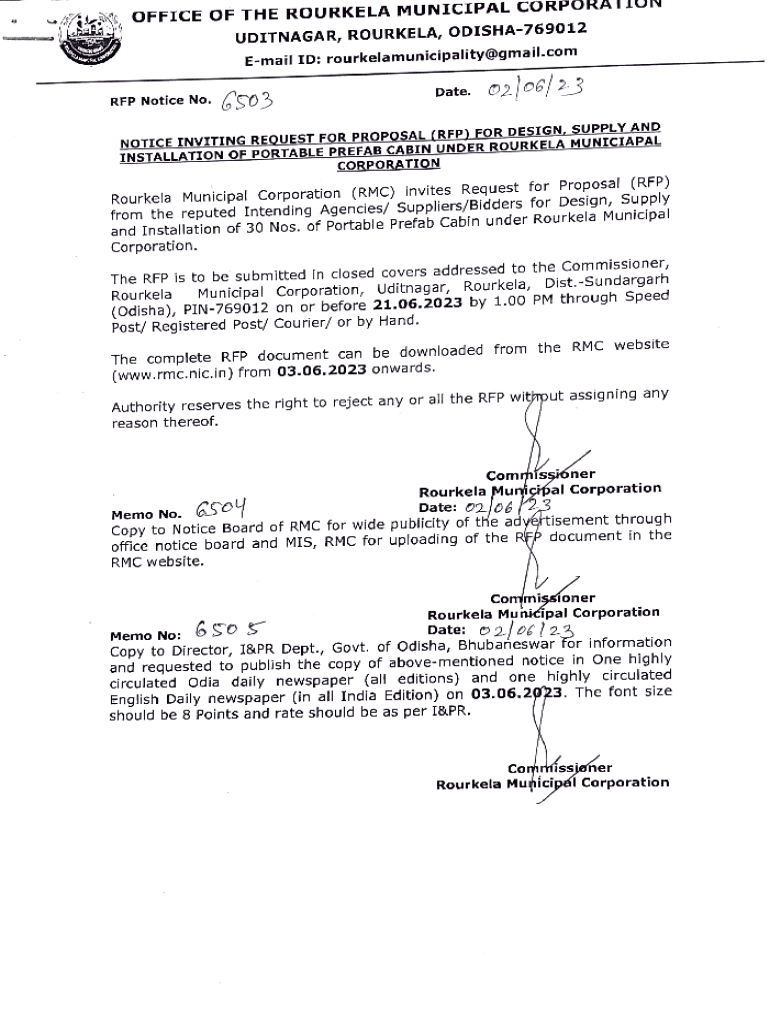 Fillable Online RFP No.6124 NOTICE INVITING REQUEST FOR ... Fax Email ...